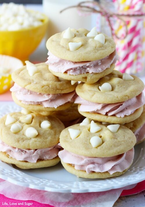 Lemon Raspberry Cookie Sandwiches | Lemon Cookies & Raspberry Icing