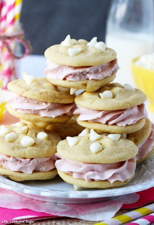 Lemon Raspberry Cookie Sandwiches | Lemon Cookies & Raspberry Icing