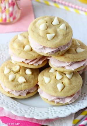 Lemon Raspberry Cookie Sandwiches | Lemon Cookies & Raspberry Icing