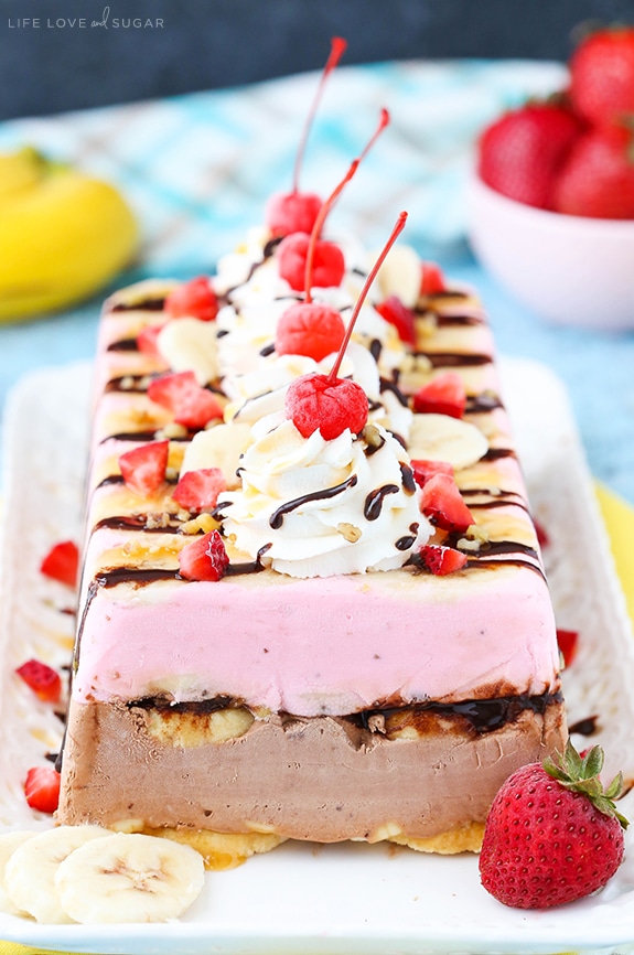 Banana Split Ice Cream Cake