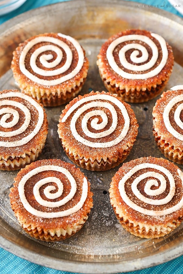 Mini Cinnamon Roll Cheesecakes Recipe | Life Love and Sugar