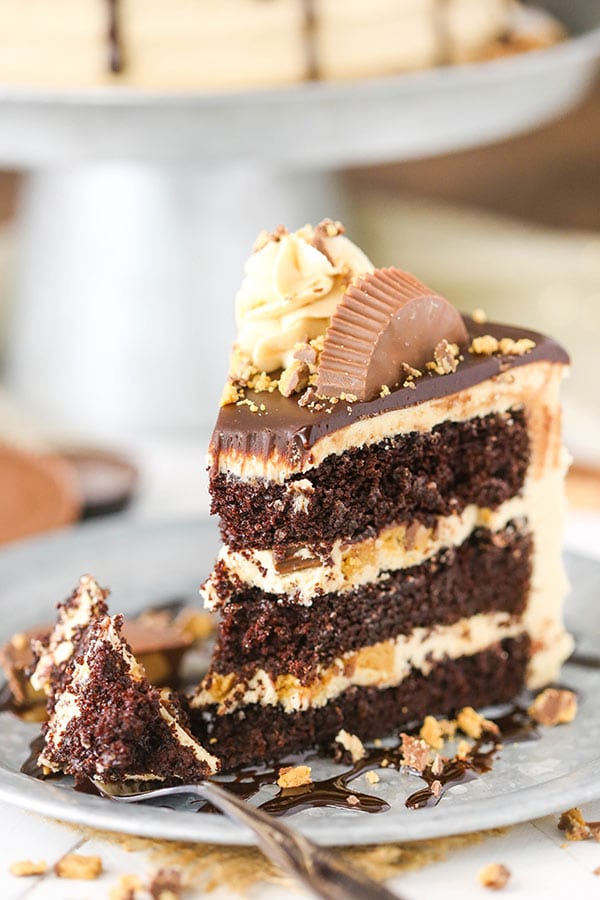Peanut Butter Chocolate Layer Cake With Reeses Peanut Butter Cups