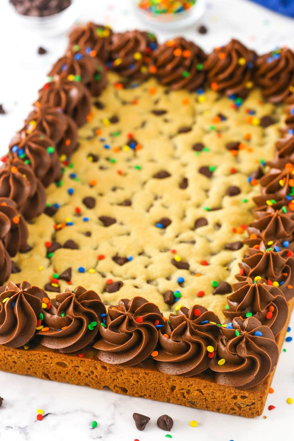 Sheet Pan Chocolate Chip Cookie Cake | Life Love & Sugar
