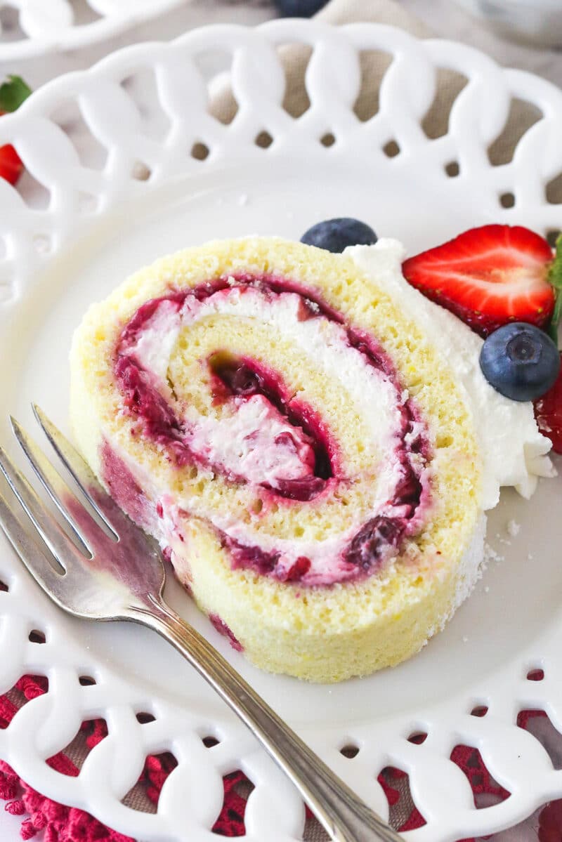Berry Vanilla Cake Roll - Life Love and Sugar