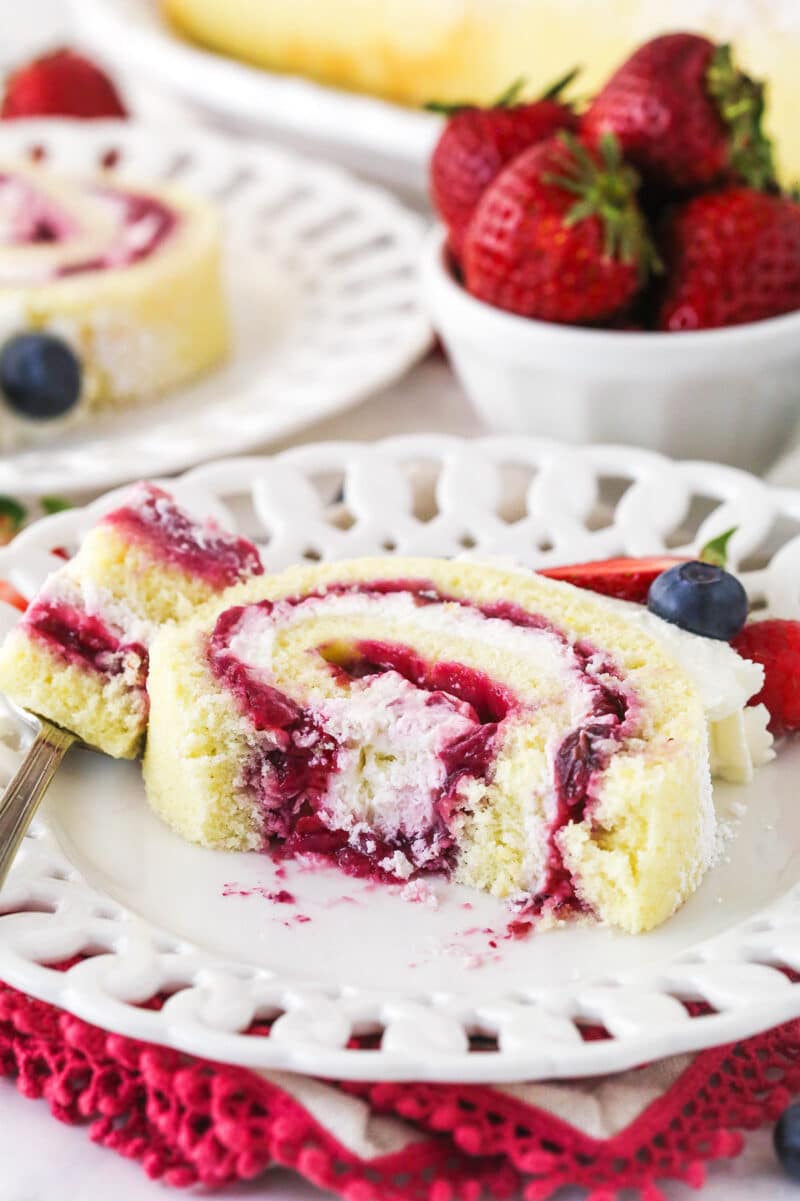 Berry Vanilla Cake Roll - Life Love and Sugar