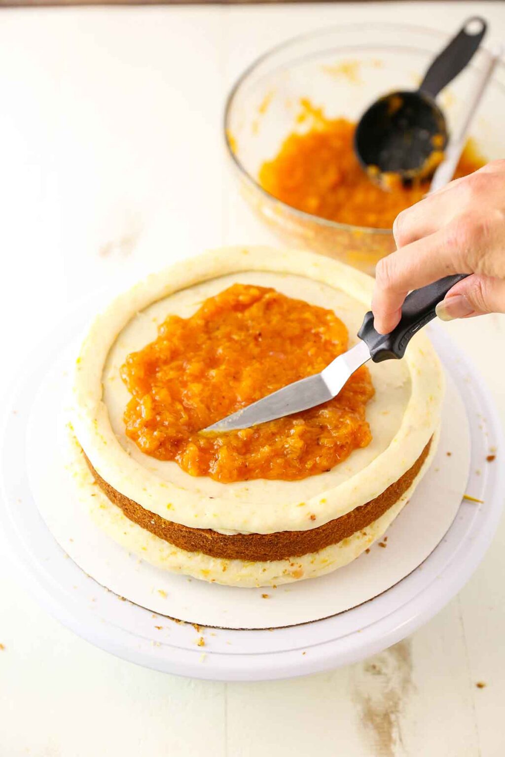 Brown Sugar Layer Cake with Peach Filling | Peach Dessert Recipe