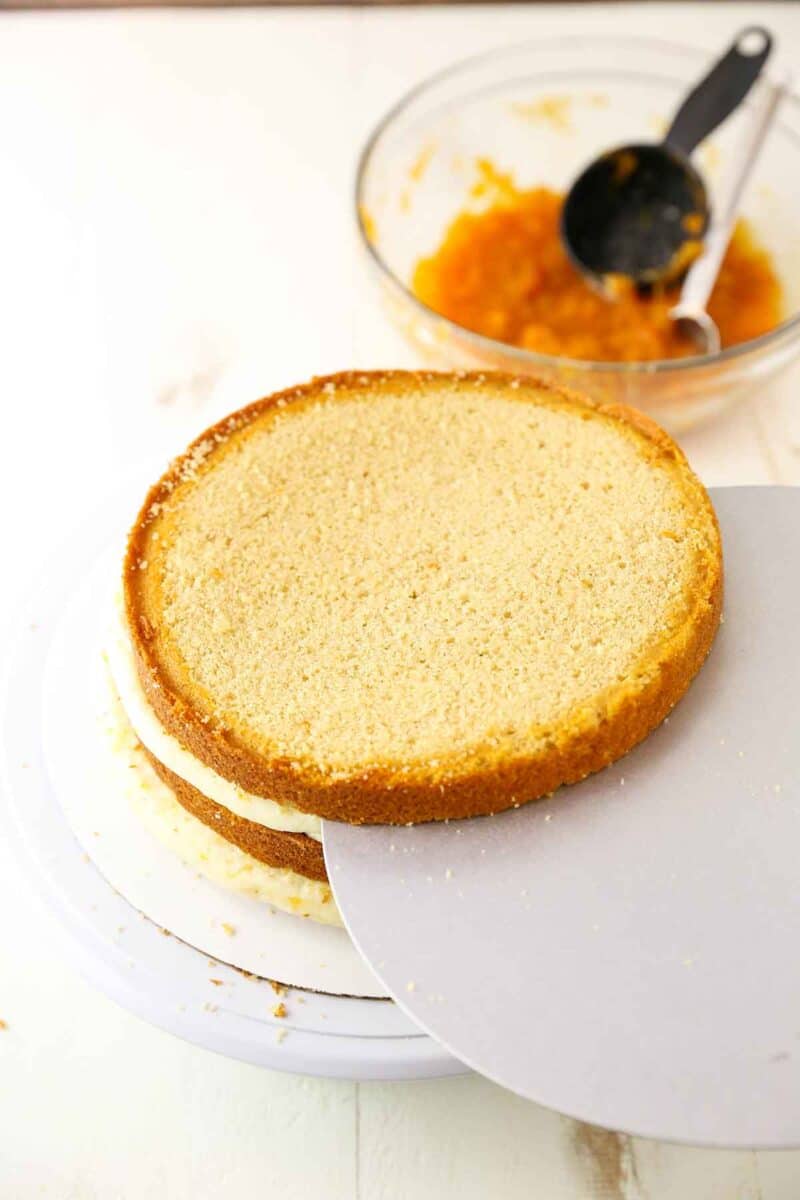 Brown Sugar Layer Cake with Peach Filling | Peach Dessert Recipe