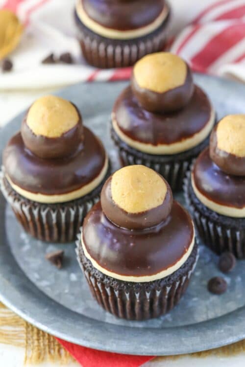 Peanut Butter Chocolate Buckeye Cupcakes | Life Love and Sugar